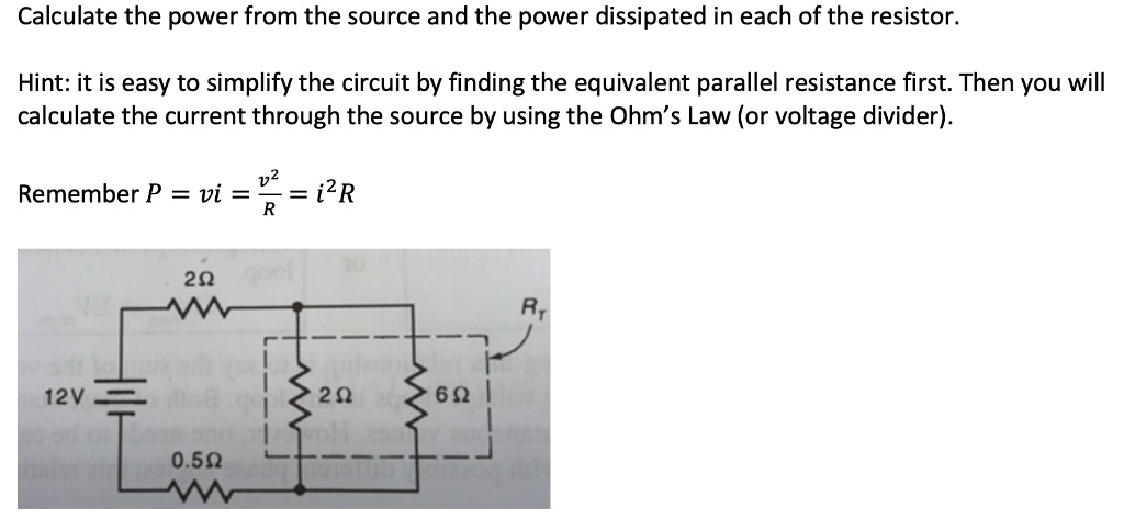 calculate the power from the source and the power dissipated in each of the resistor hint it is ...