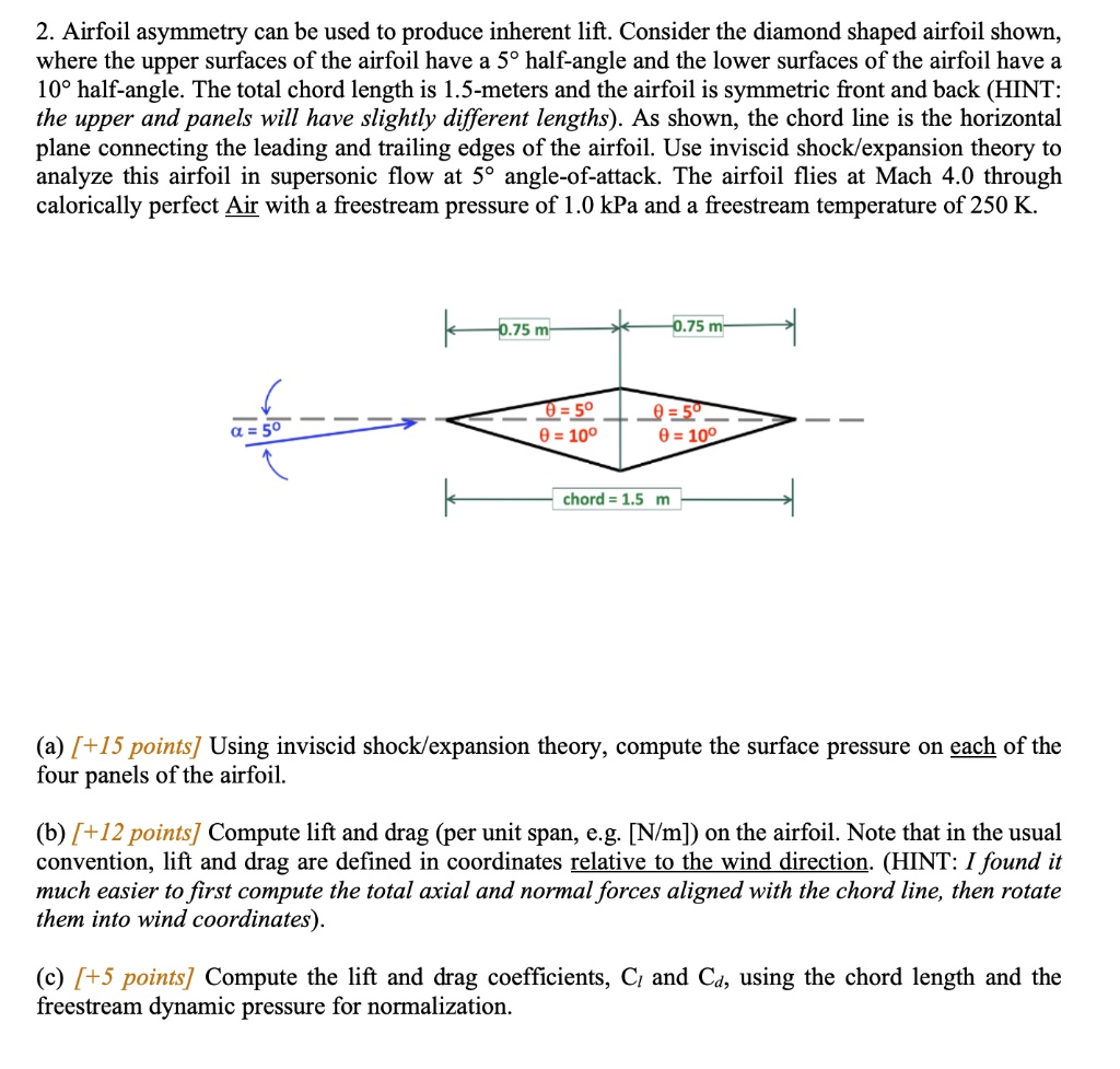 2. Airfoil asymmetry can be used to produce inherent lift. Consider the ...