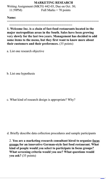 SOLVED: Welcome Inc. is a chain of fast-food restaurants located in the major metropolitan areas ...