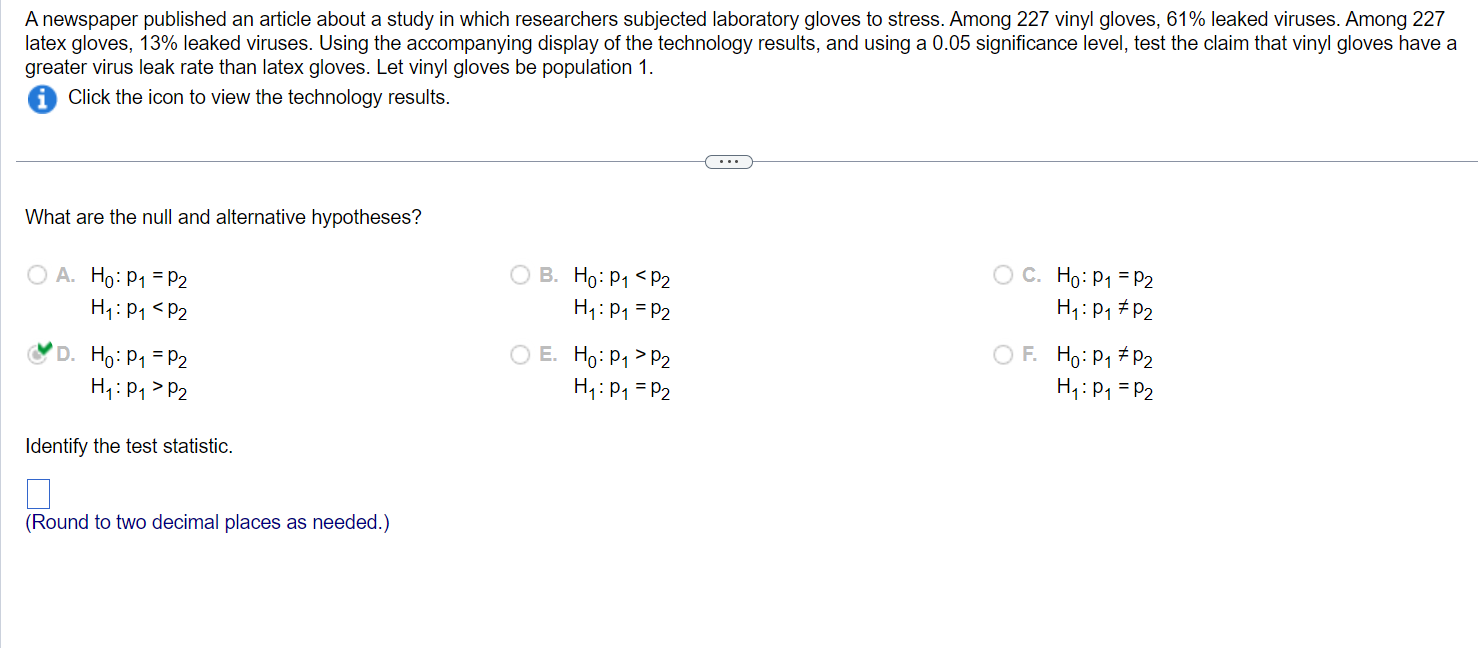 SOLVED: A newspaper published an article about a study in which ...