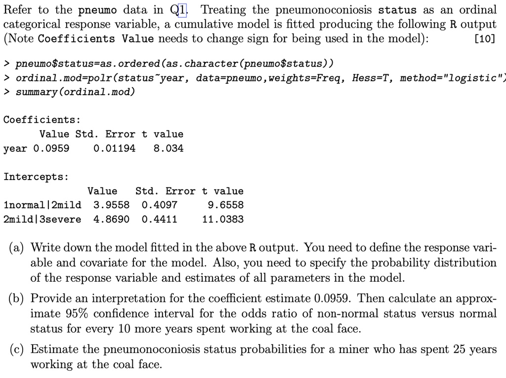 SOLVED: Refer to the pneumo data in Qi. Treating the pneumonoconiosis ...