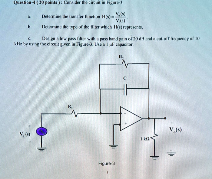SOLVED: Question 4 (20 points): Consider the circuit in Figure 3. Determine the transfer ...