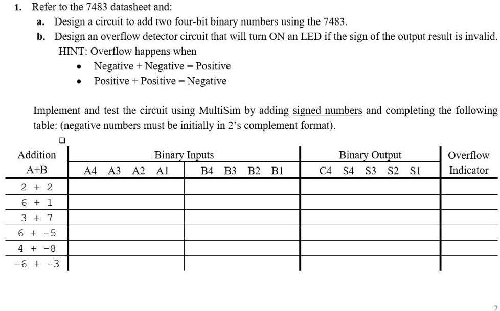 SOLVED: No need for the Multisim part, only designing and completing the table. Refer to the ...