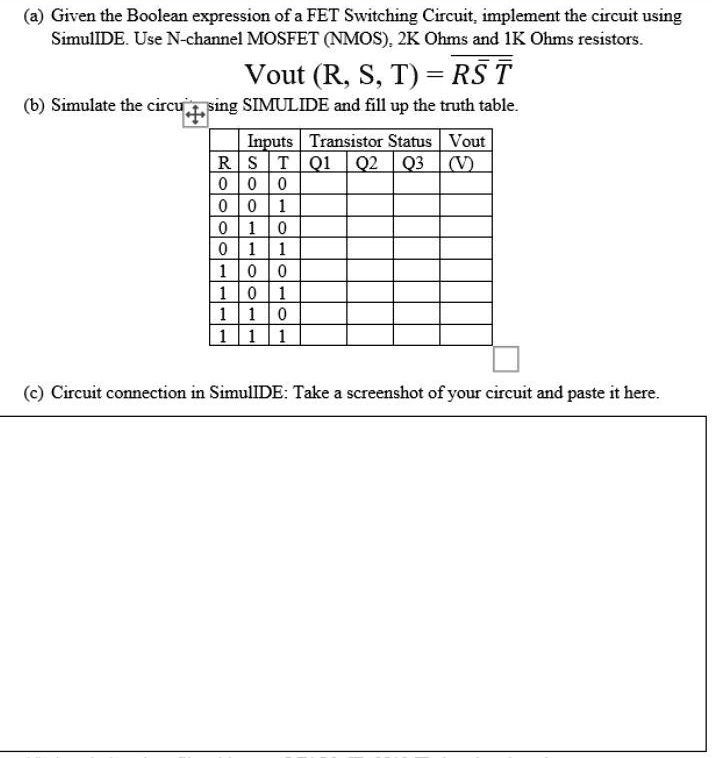 A Given The Boolean Expression Of A Fet Switching Circuit Implement 8821