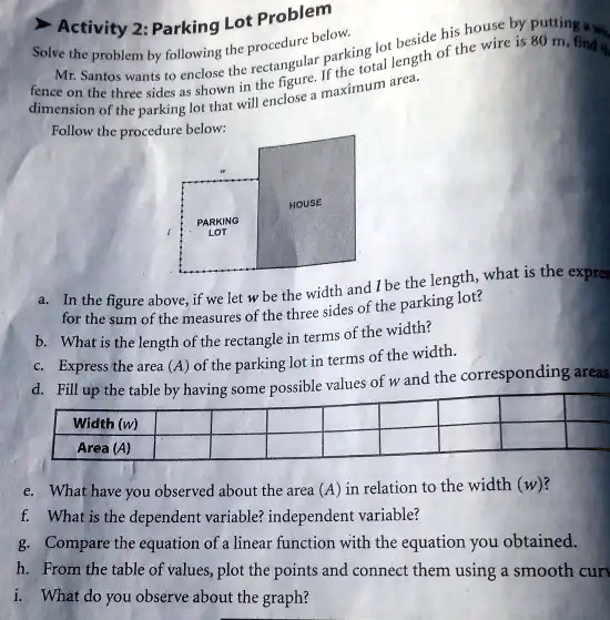 SOLVED: Problem Activity 2: Parking Lot helow; his house by Putting ...