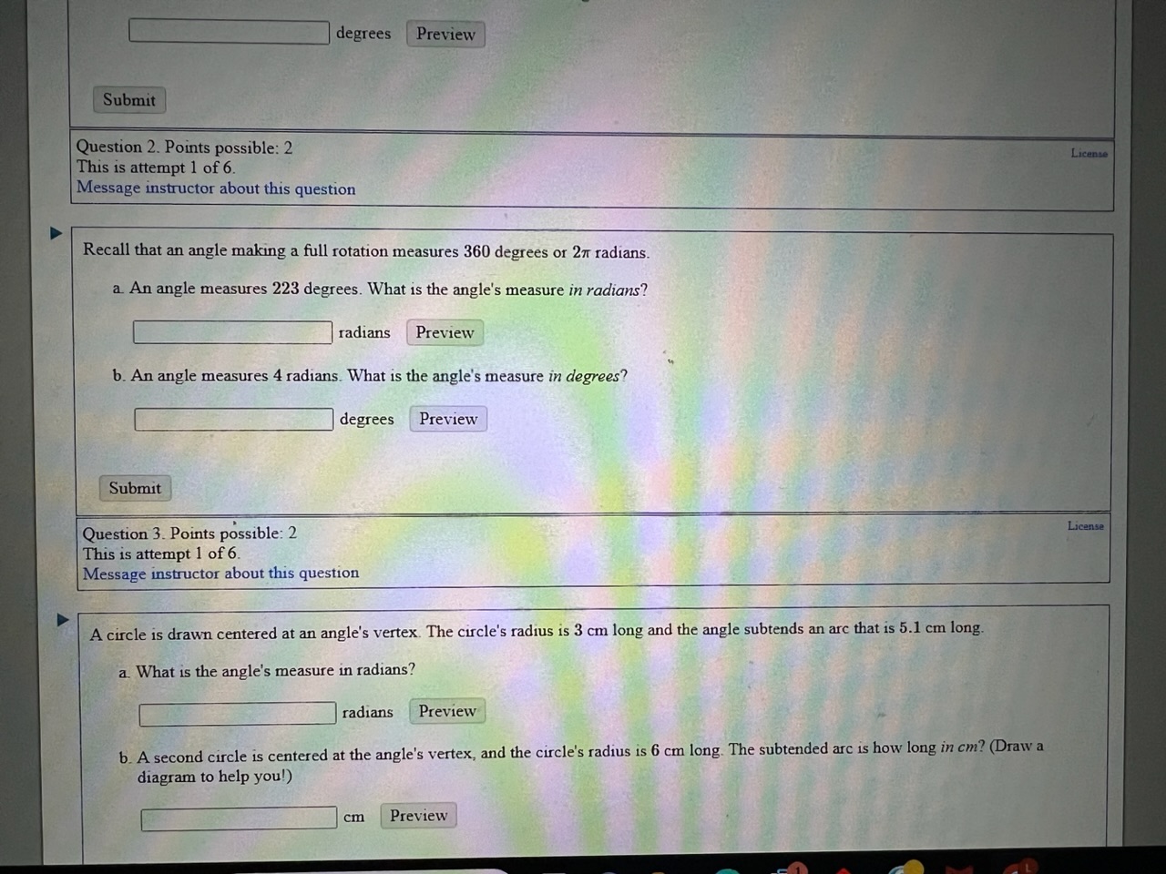 SOLVED: degrees Preview Submit Question 2. Points possible: 2 This is ... SOLVED: degrees Preview Submit Question 2. Points possible: 2 This is ...