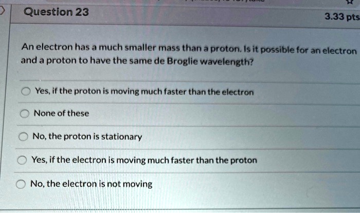 Solved Question 23 3 33 Pts An Electron Has A Much Smaller Mass Than A
