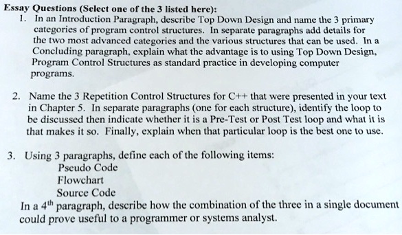 SOLVED: Text: Essay Questions (Select one of the 3 listed here): 1. In an Introduction Paragraph ...