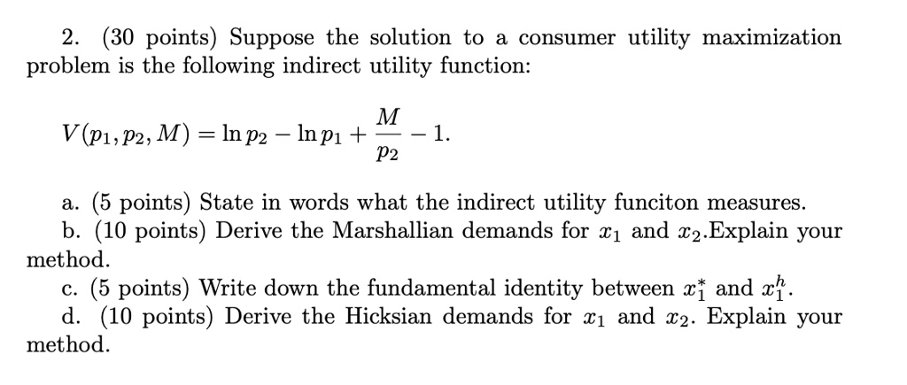 Video Solution 2 30 Points Suppose The Solution To A Consumer