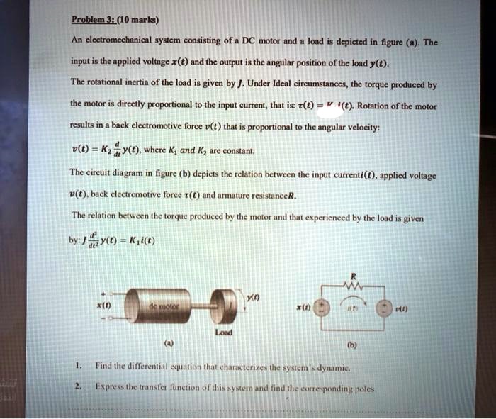 SOLVED: Problem 3: (10 marks) An electromechanical system consisting of ...