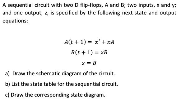 SOLVED: A sequential circuit with two D flip -flops, A and B; two inputs, and y; and one output ...
