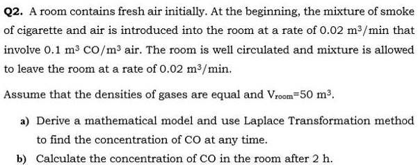 SOLVED: Q2. A room contains fresh air initially. At the beginning, the ...