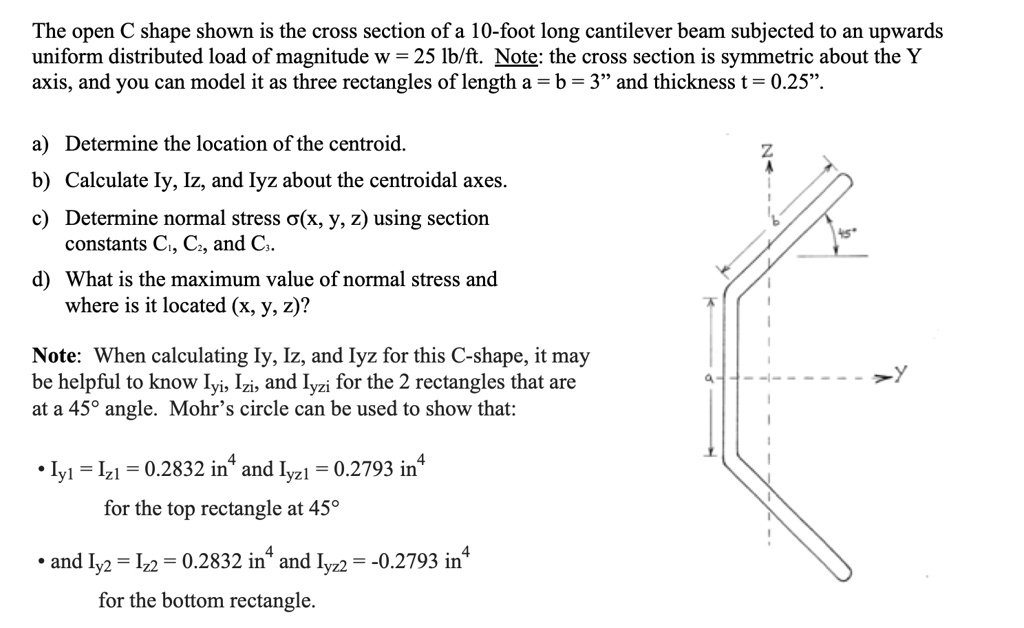 SOLVED: The open C shape shown is the cross section of a 10-foot long ...