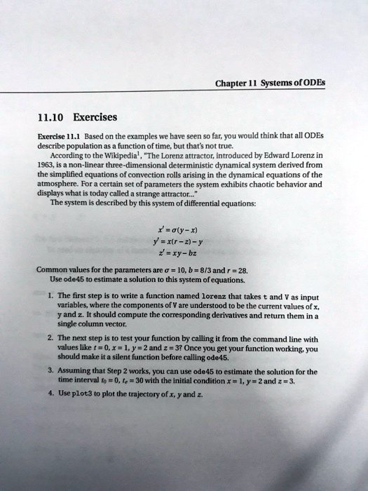 SOLVED: Chapter 11 Systems of ODEs 11.10Exercises Exercise 11.1 Based on the examples we have ...
