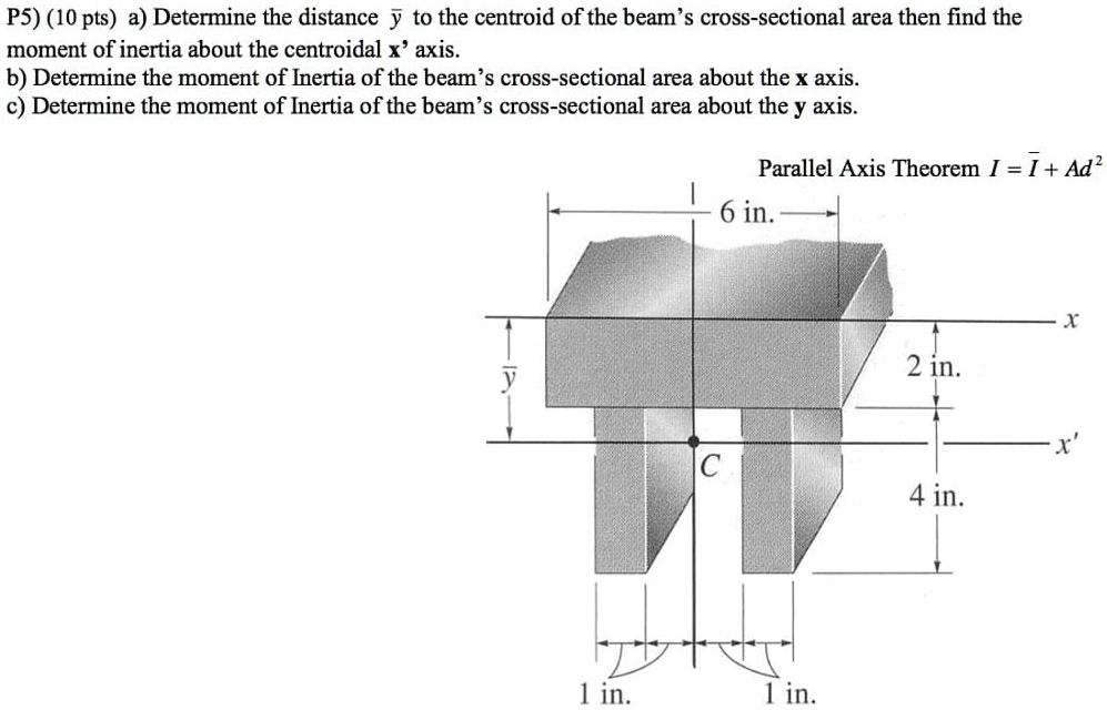 SOLVED: P5 (10 pts) a. Determine the distance y to the centroid of the beam's cross-sectional ...