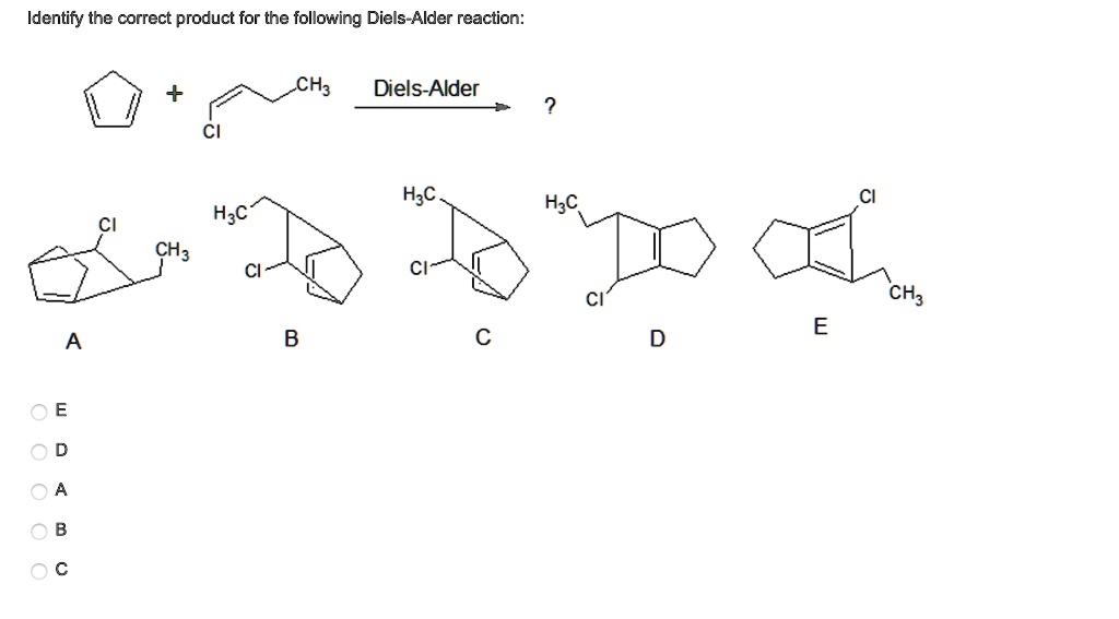 SOLVED: Identify the correct product for the following Diels-Alder reaction: CH; Diels-Alder H2C ...