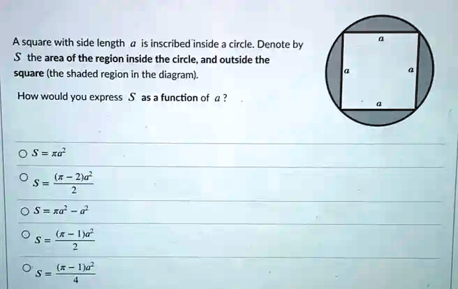 SOLVED: A square with side length a is inscribed inside a circle ...