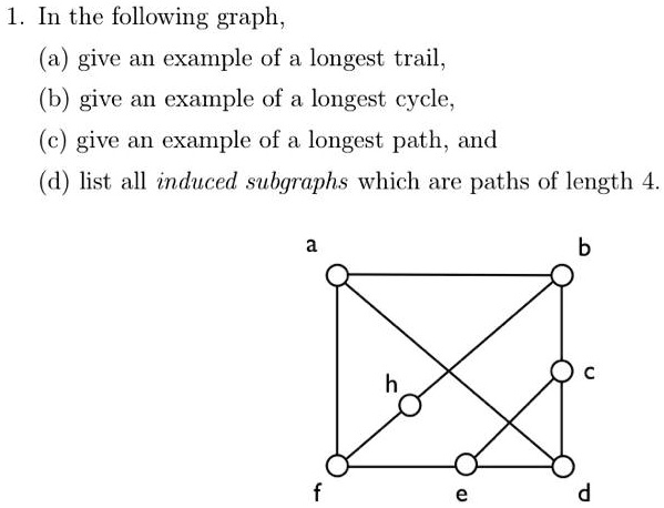 in the following graph give an example of a longest trail give an example of a longest cycle ...