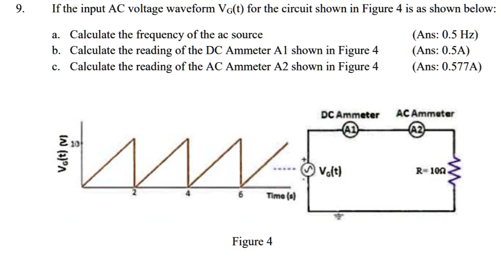 SOLVED: If the input AC voltage waveform Va(t) for the circuit shown in ...