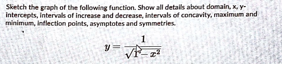 SOLVED: Sketch the graph of the following function. Show all details about domain X, Y ...