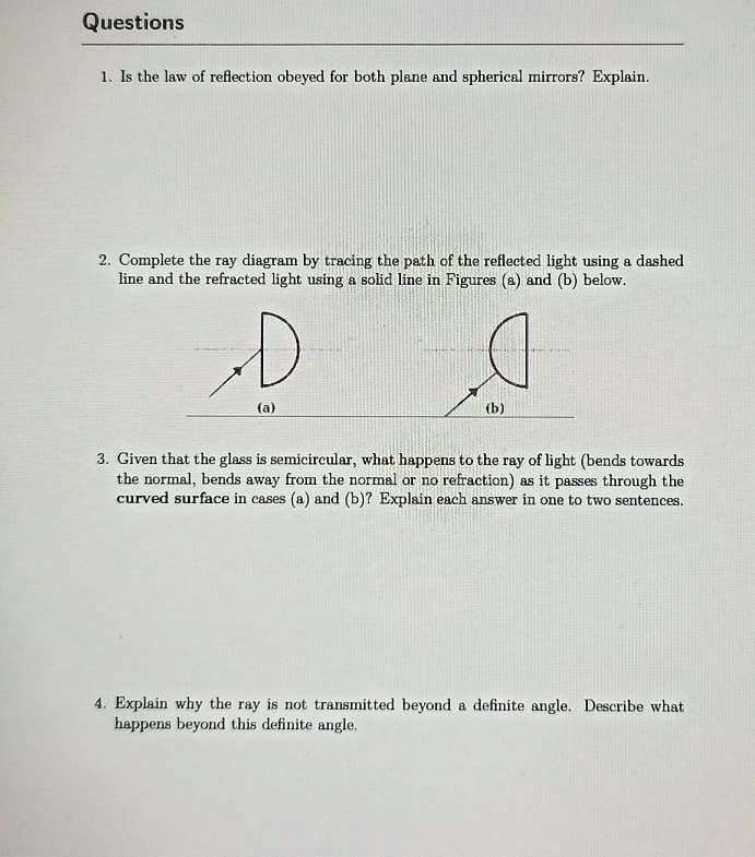 questions is the law of reflection obeyed for both plane and gpherical ...
