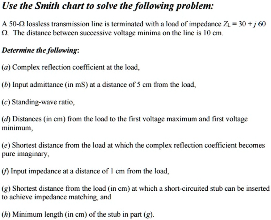 SOLVED: Use the Smith chart to solve the following problem. A 50-ohm ...