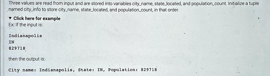 Three Values Are Read From Input And Are Stored Into Variables Cityname Statelocated And