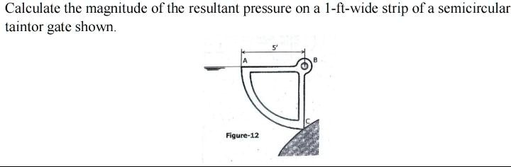 Calculate the magnitude of the resultant pressure on a 1-ft-wide strip ...