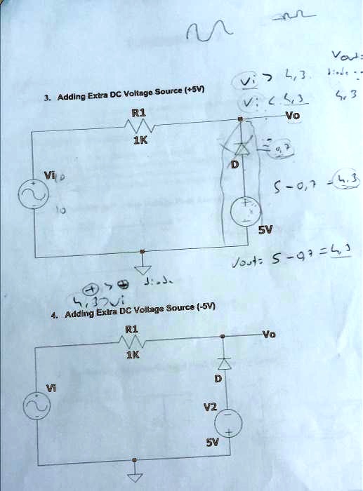 SOLVED: Text: Try to explain the logic behind the results of circuits 3 and 4. Vovt 1 vi7 23 V:2 ...