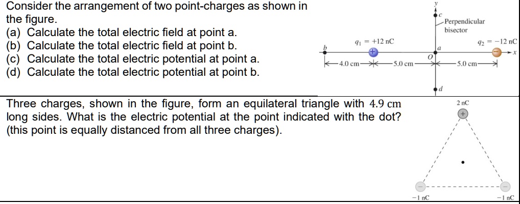 SOLVED: Consider the arrangement of two point charges as shown in the figure. Calculate the ...