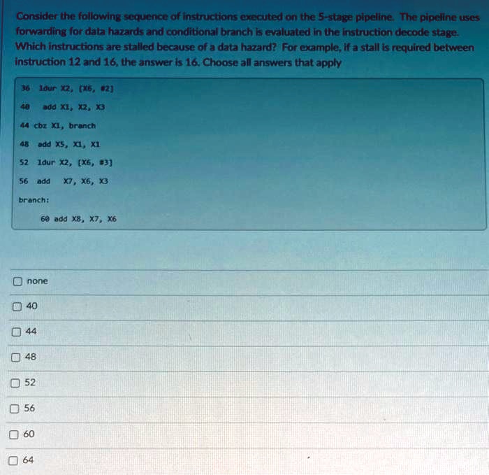 SOLVED: Consider the following sequence of instructions executed on the 5-stage pipeline. The ...