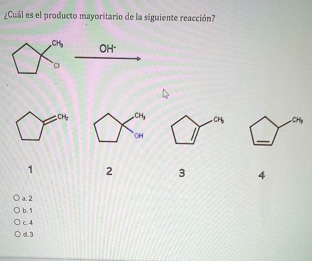 Solved What Is The Major Product Of The Following Reaction Â¿cuÃ¡l Es 