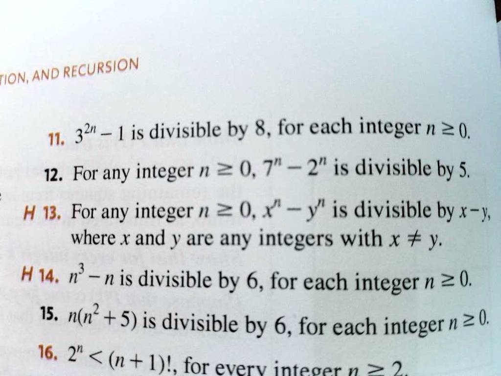 Solved And Recursion Tion 32 1 Lis Divisible By 8 For Each Integer N 2 0 Ll 12 For Any