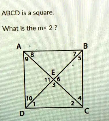 SOLVED: ABCD is a square What is the m