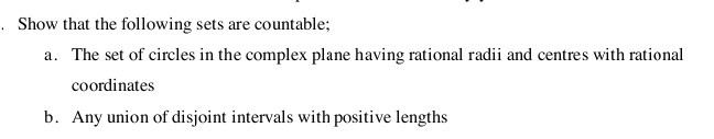 Show that the following sets are countable; a. The set of circles in ...