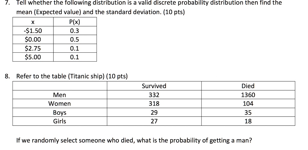 SOLVED:Tell whether the following distribution is a valid discrete ...