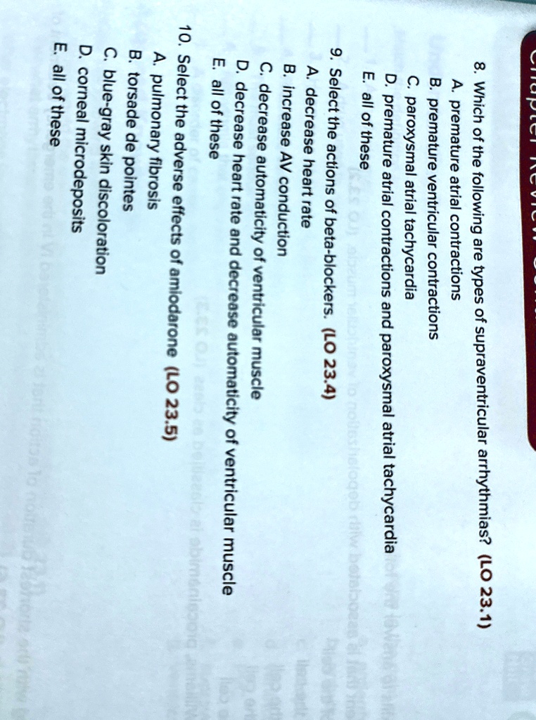 8 which of the following are types of supraventricular arrhythmias lo ...