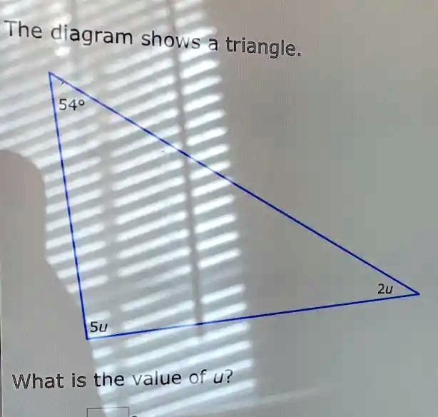 SOLVED: The diagram shows a triangle: 540 Zu Su What is the value of u?