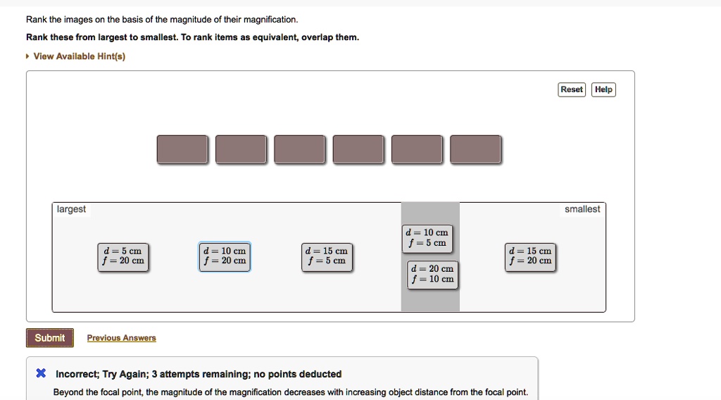 rank the images on the basis of the magnitude of their magnification ...