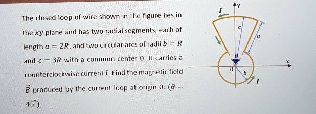 SOLVED:The closed loop of wire shown in the figure lies in the xy plane and has two radial ...