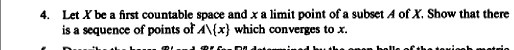 SOLVED: Let Xb first countable space and limit point of a subsct of X ...