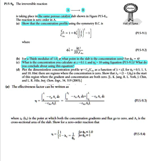 SOLVED: P15-9: The irreversible reaction is taking place in the same ...