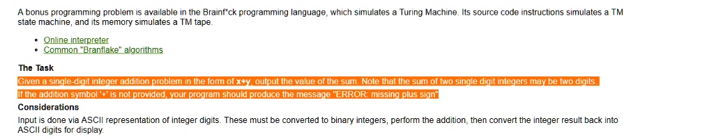 Solved A Bonus Programming Problem Is Available In The Brainfuck Programming Language Which