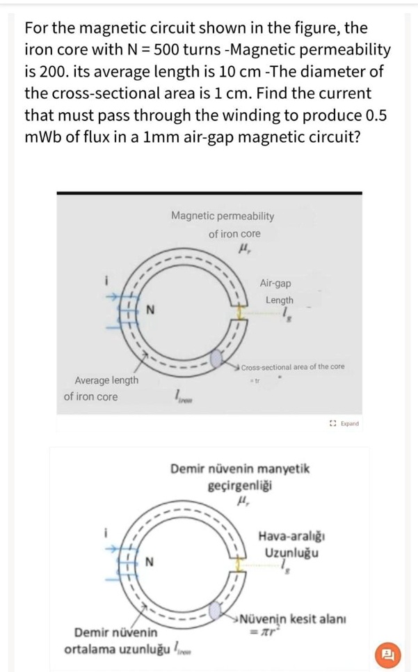 SOLVED: For the magnetic circuit shown in the figure,the iron core with ...