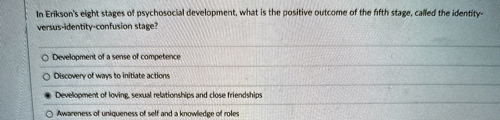 in eriksons eight stages of psychosocial development what is the ...