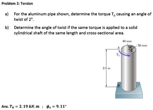 [GET ANSWER] problem 2torsion al for the aluminum pipe showndetermine ...