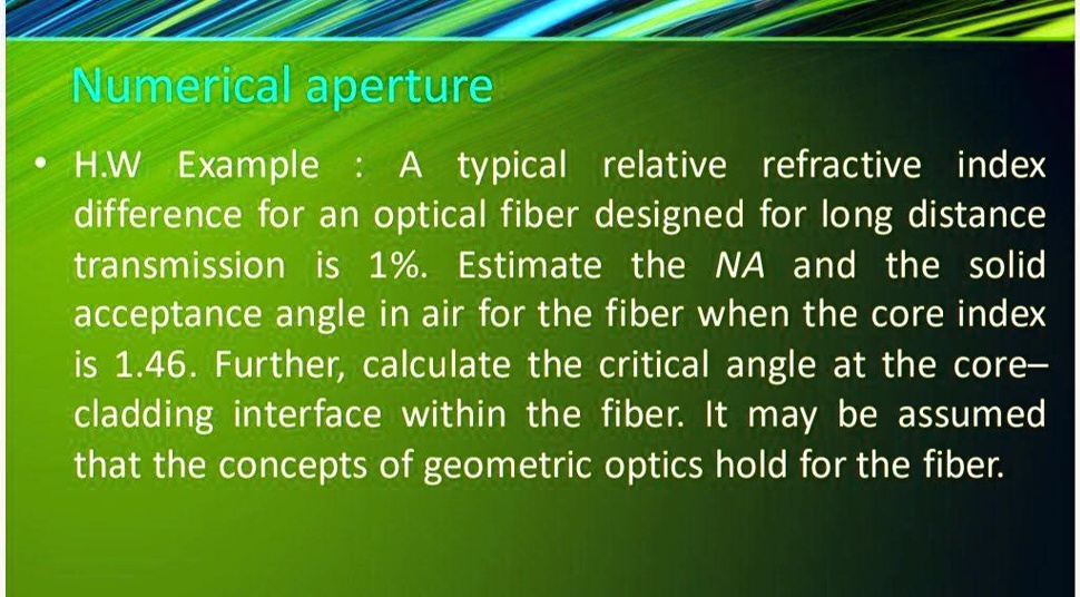 numerical aperture a example a typical relative refractive index ...