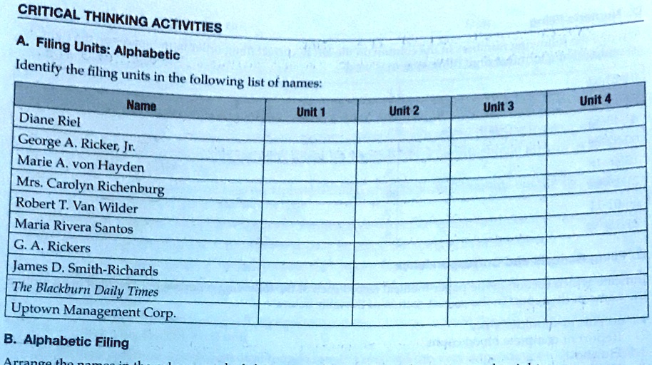 critical thinking activities filing units alphabetic dentily the filing ...