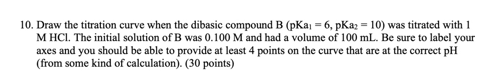 SOLVED:10. Draw the titration curve when the dibasic compound B (pKap 6 ...