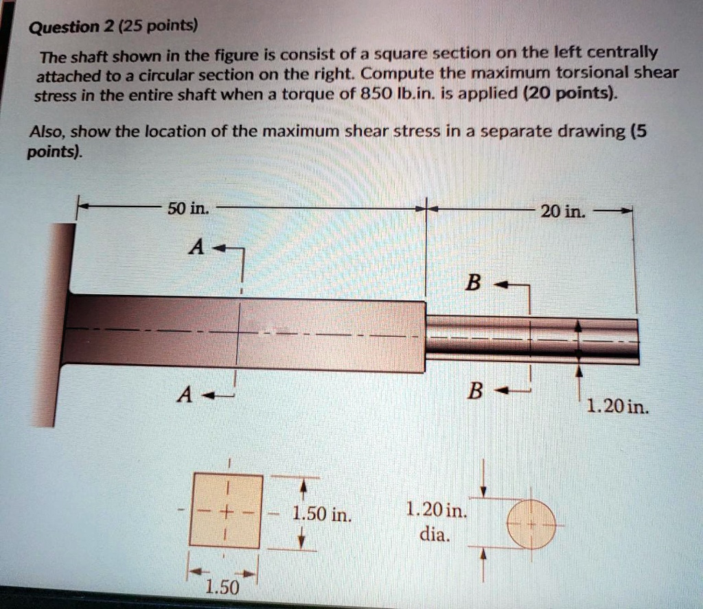Question 2 (25 points) The shaft shown in the figure is consist of a ...